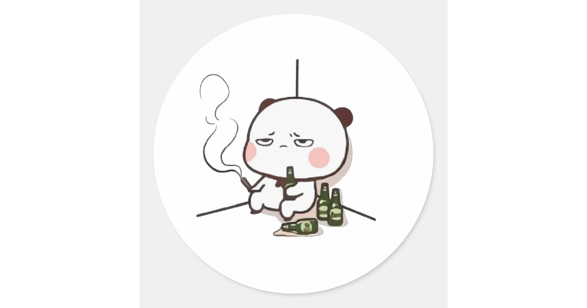 Drunk Panda Classic Round Sticker | Zazzle