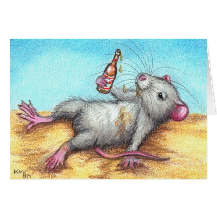 Drunk Rat with Beer Card | Zazzle.com