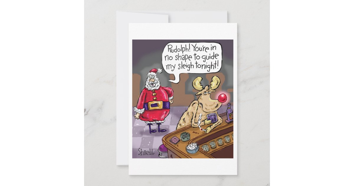 Drunken Rudolph the Red Nosed Reindeer Holiday Card | Zazzle