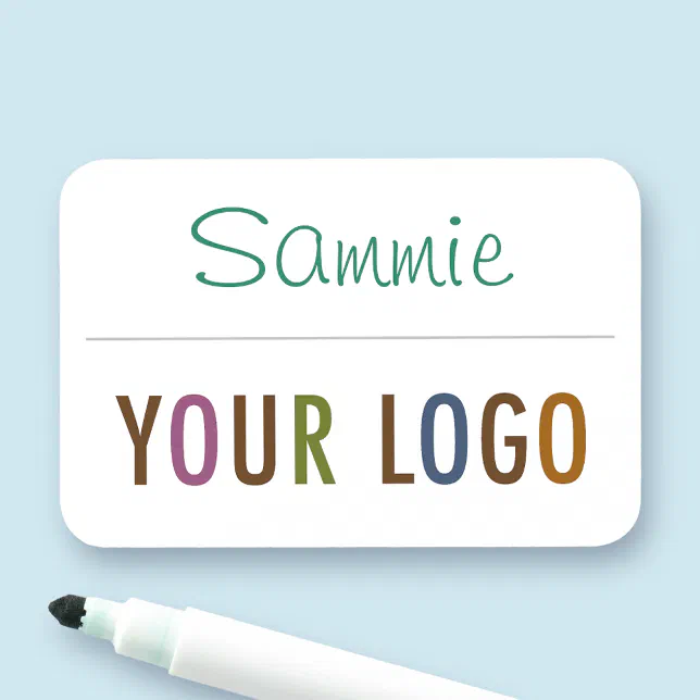 Dry Erase Name Tag with Logo Pin Back or Magnetic | Zazzle