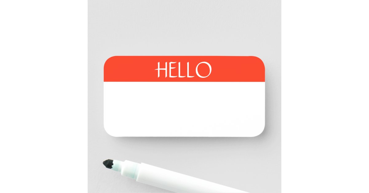 Dry Erase Reusable Customizable Hello Red Name Tag | Zazzle