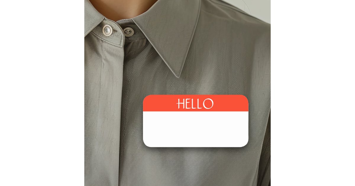 Dry Erase Reusable Customizable Hello Red Name Tag | Zazzle