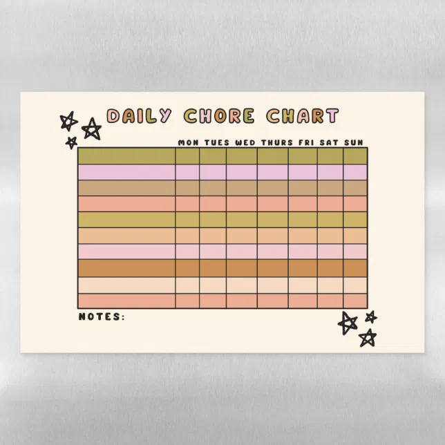 Dry Erase Weekly Chore Chart Magnetic Dry Erase Sheet | Zazzle