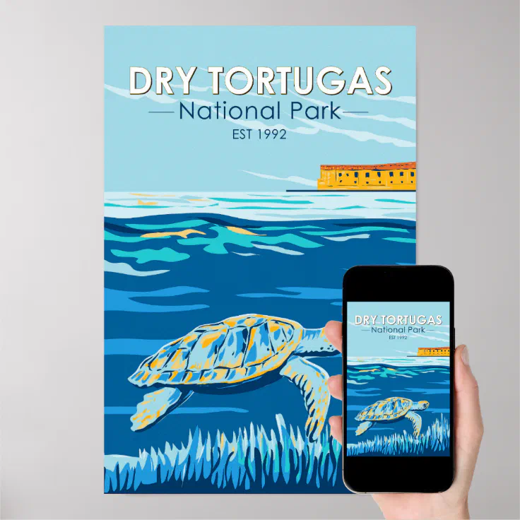 Dry Tortugas National Park Turtle Vintage Poster | Zazzle
