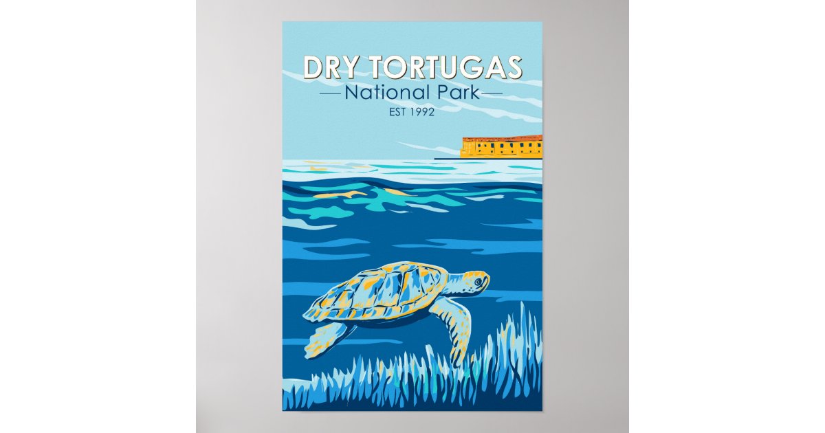 Dry Tortugas National Park Turtle Vintage Poster | Zazzle