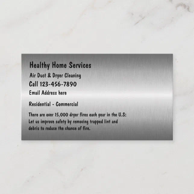 Dryer Vent Cleaning Services Business Card | Zazzle