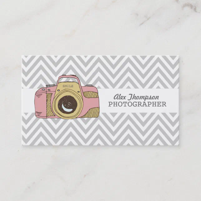 DSLR Camera Chevron Photographer Business Cards | Zazzle