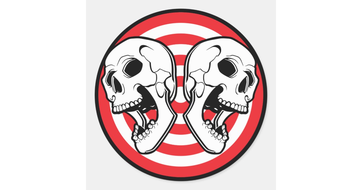 Dual Skull Target Classic Round Sticker | Zazzle.com