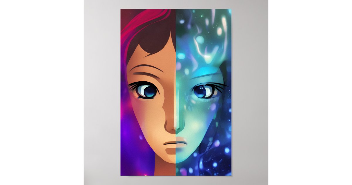 Duality Unveiled Abstract Dual Personality Concept Poster | Zazzle