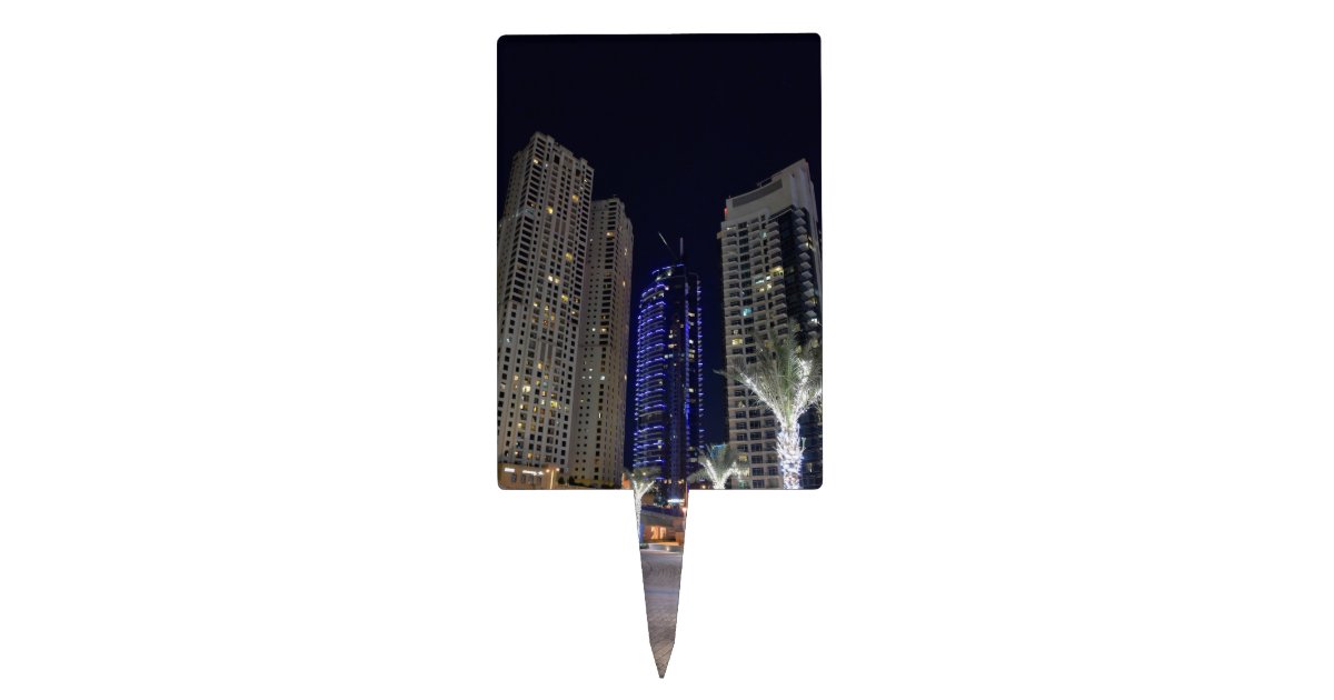 Dubai architecture at night cake topper | Zazzle
