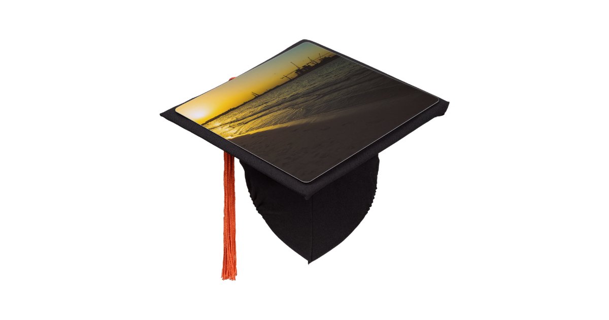 Dubai beach sunset graduation cap topper | Zazzle