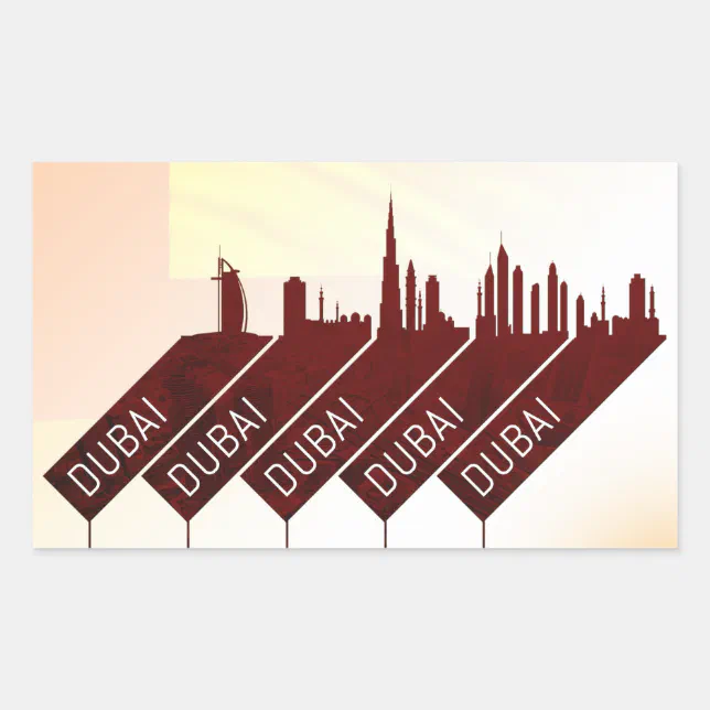 Dubai city travel style rectangular sticker | Zazzle