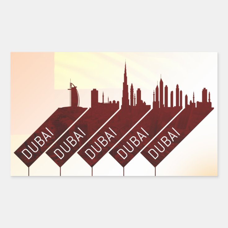 Dubai city travel style rectangular sticker | Zazzle