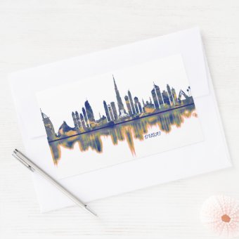 Dubai Skyline Rectangular Sticker | Zazzle