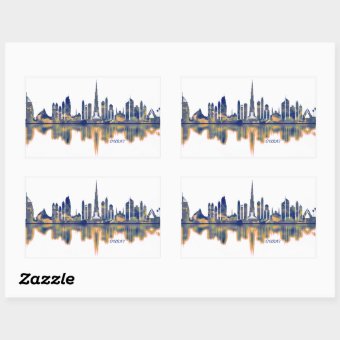 Dubai Skyline Rectangular Sticker | Zazzle