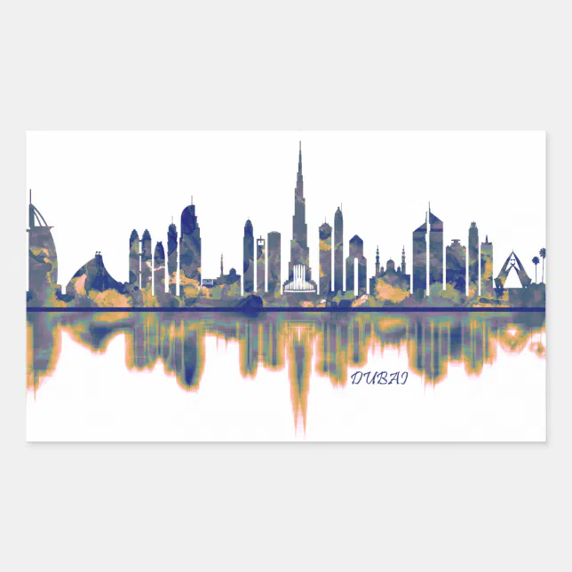 Dubai Skyline Rectangular Sticker | Zazzle