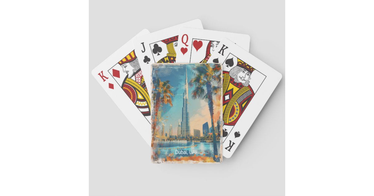 Dubai United Arab Emirates Burj Khalifa Artwork Poker Cards | Zazzle