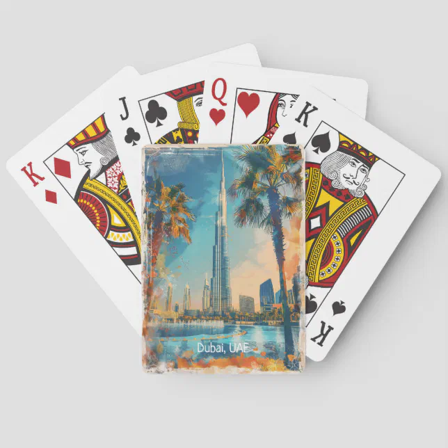 Dubai United Arab Emirates Burj Khalifa Artwork Poker Cards | Zazzle