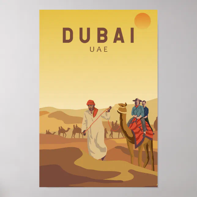 Dubai United Arab Emirates Desert Safari Retro Poster | Zazzle