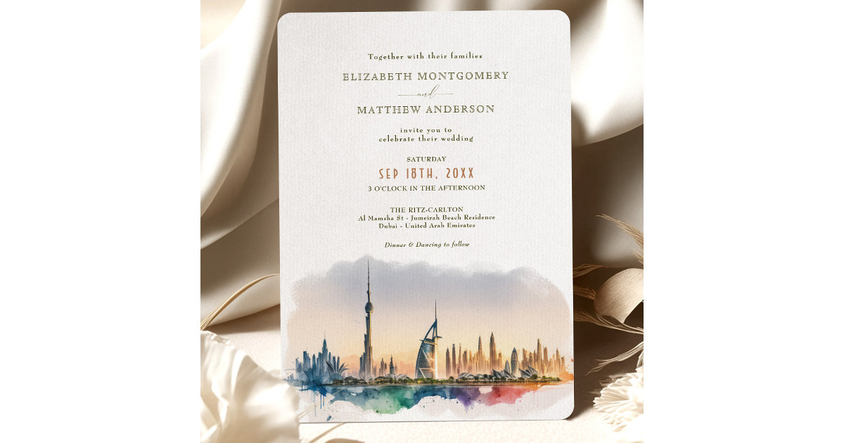 Dubai United Arab Emirates Destination Wedding Invitation | Zazzle