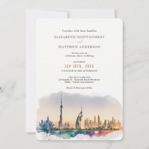 Dubai United Arab Emirates Destination Wedding Invitation | Zazzle
