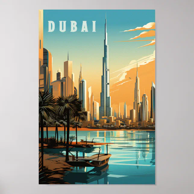 Dubai United Arab Emirates Famous Travel Place Poster | Zazzle