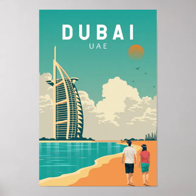 Dubai United Arab Emirates Retro Travel Art Poster | Zazzle
