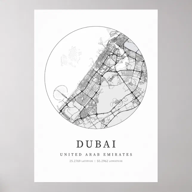 Dubai United Arab Emirates Street Layout Map Poster | Zazzle
