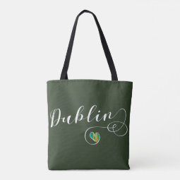 Dublin Heart Grocery Bag, Ireland Tote Bag | Zazzle