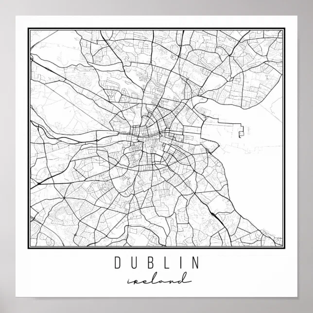 Dublin Ireland Street Map Poster | Zazzle