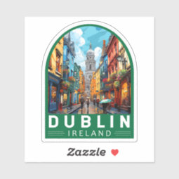 Dublin Ireland Travel Art Vintage Sticker | Zazzle