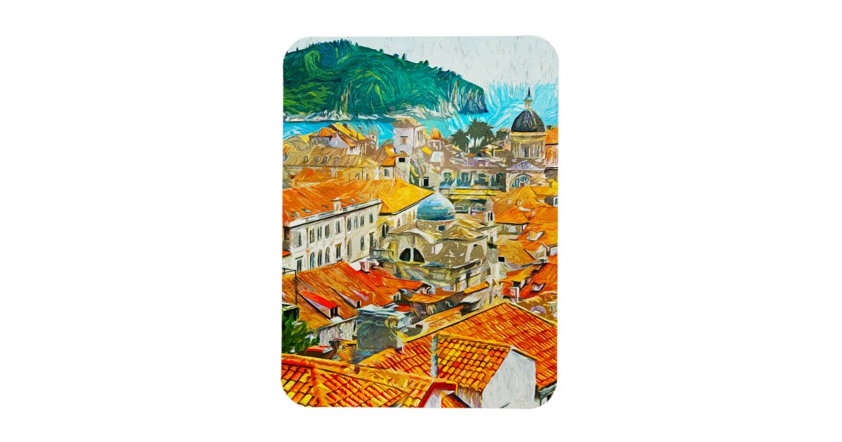 Dubrovnik Croatia Watercolor Oil Paint Poster Magnet | Zazzle