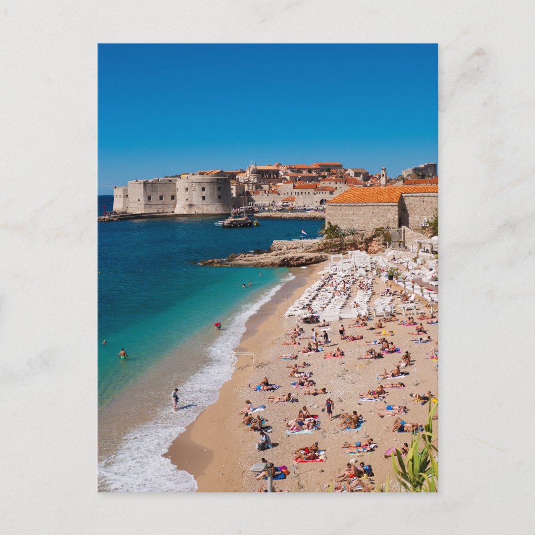 Dubrovnik Old Town and Banje Beach Postcard | Zazzle