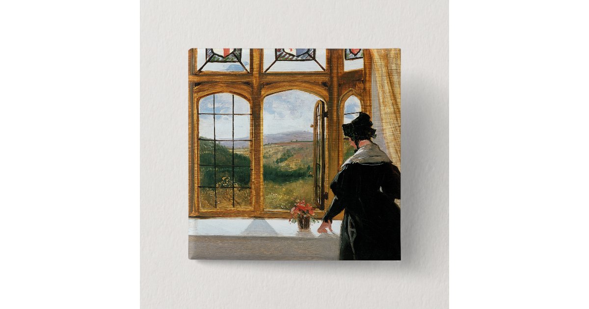 Duchess of Abercorn looking out of a window Pinback Button | Zazzle