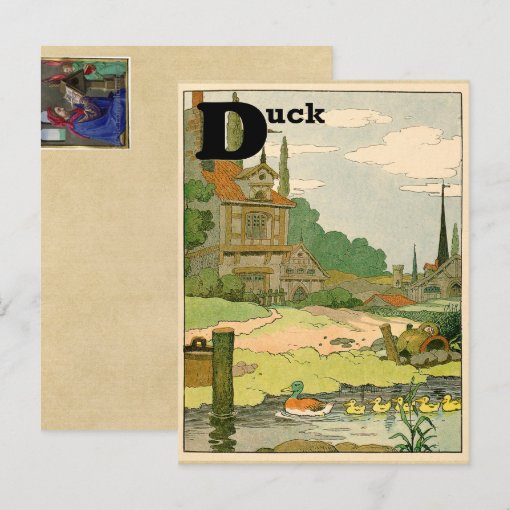 Duck and Ducklings Alphabet Letter Postcard | Zazzle