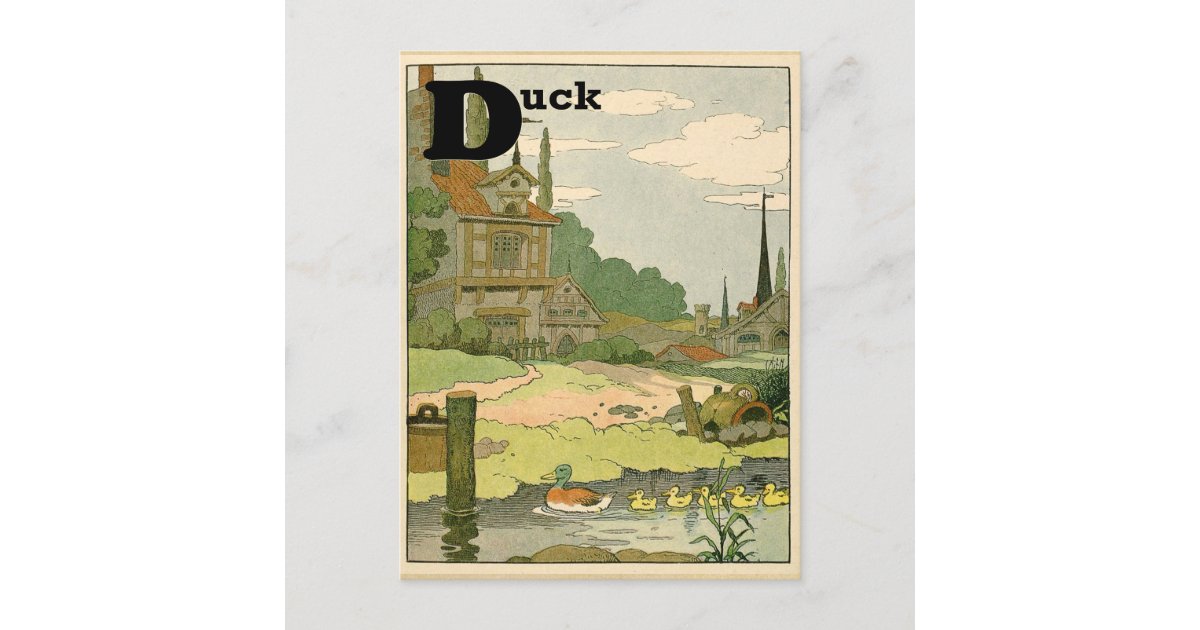 Duck and Ducklings Alphabet Letter Postcard | Zazzle