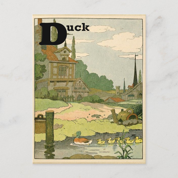 Duck and Ducklings Alphabet Letter Postcard | Zazzle.com