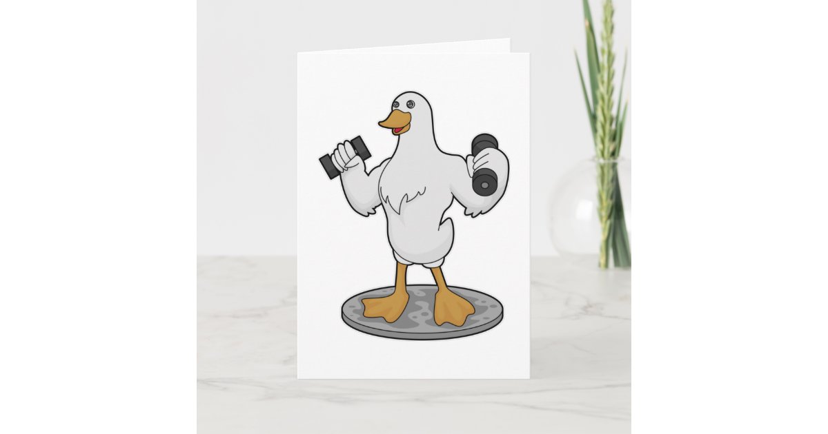 Duck as Bodybuilder with Dumbbells Card | Zazzle