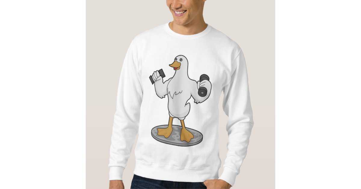 Duck as Bodybuilder with Dumbbells Sweatshirt | Zazzle