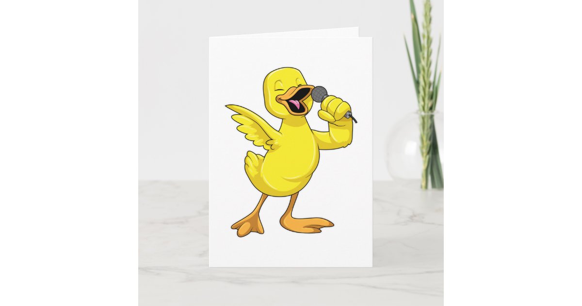 Duck as Singer with Microphone Card | Zazzle