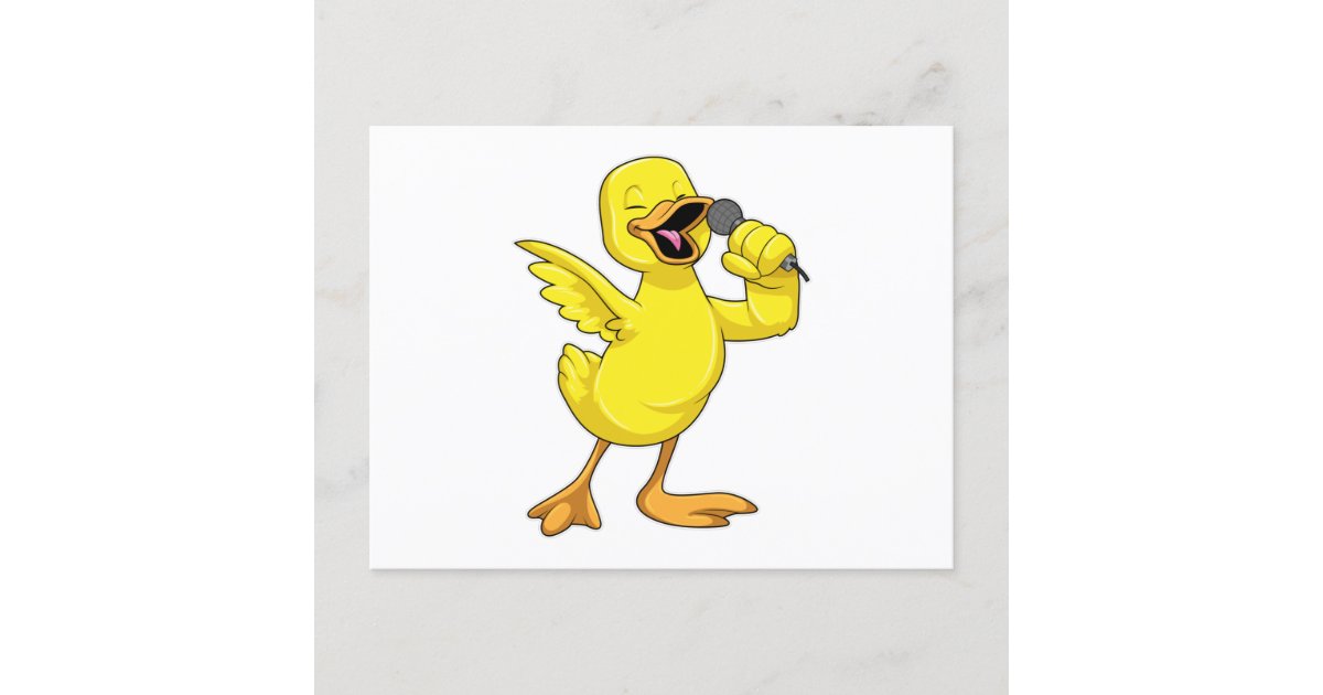 Duck as Singer with Microphone Postcard | Zazzle
