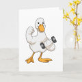 Duck at Bodybuilding with Dumbbell Card | Zazzle