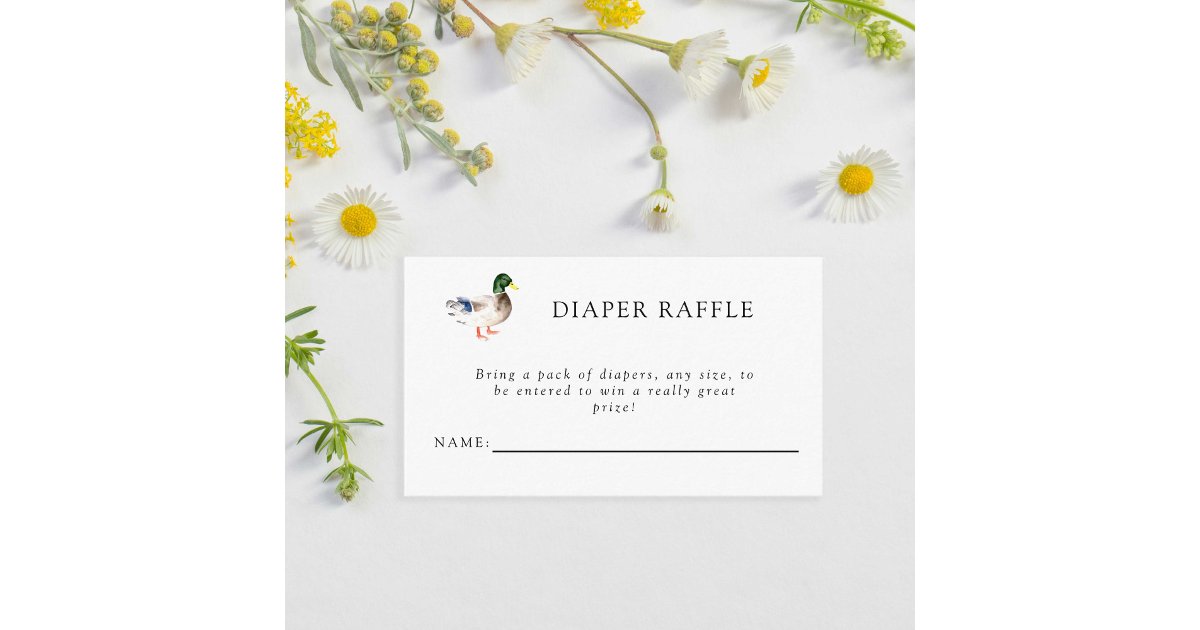 Duck Baby Shower Diaper Raffle Ticket Enclosure Card | Zazzle