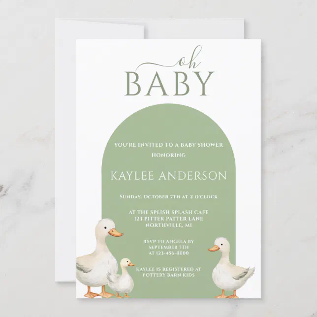 Duck Baby Shower Invitation | Zazzle