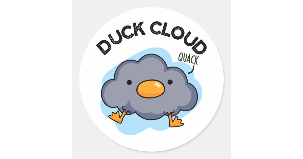 Duck Cloud Funny Weather Pun Classic Round Sticker | Zazzle