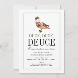Duck Duck Deuce Classic Boy 2nd Birthday Invitation | Zazzle