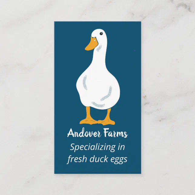 Duck Farm White Duck Navy Blue Business Card | Zazzle