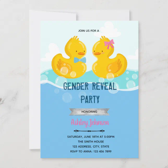 Duck gender reveal invitation | Zazzle