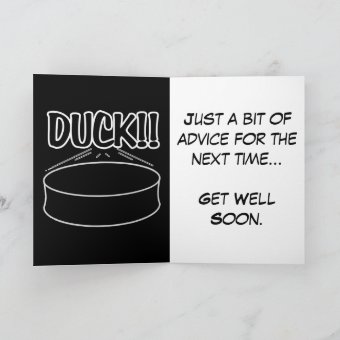 Duck! Get Well Soon Hockey Card | Zazzle