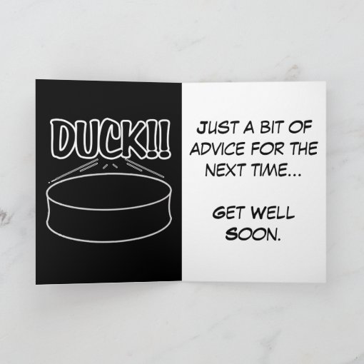 Duck! Get Well Soon Hockey Card | Zazzle